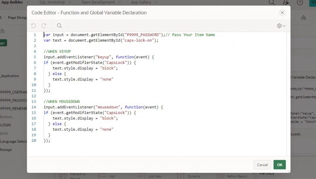 Caps Lock Onoff Indicator With Javascript In Oracle Apex Doyensys Blog