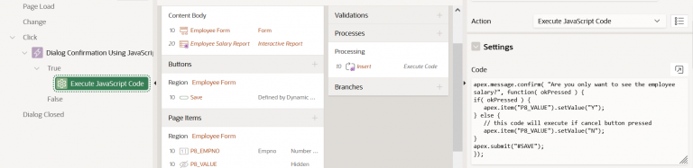 Adding Dialog Confirmation Alert In Oracle Apex Using Javascript