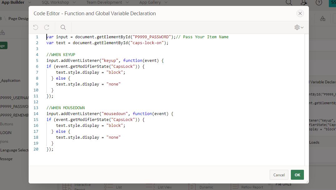 Caps Lock (On/Off) Indicator with JavaScript in Oracle APEX - Oracle ...