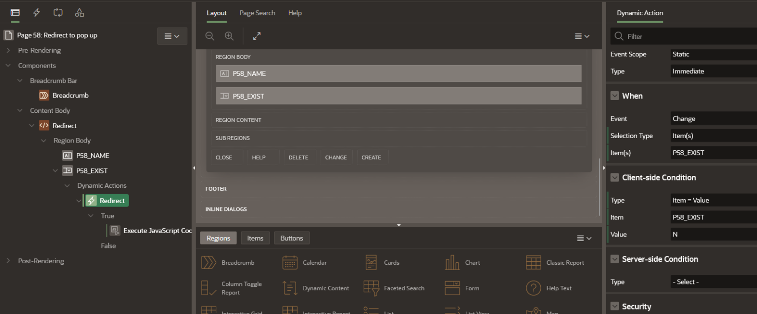 Redirecting to a popup screen using JavaScript With Parameters - Oracle ...