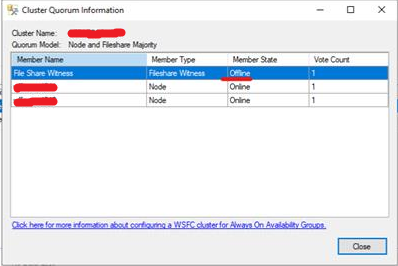 File Share Witness server Offline Issue in SQL Server. - Oracle ...