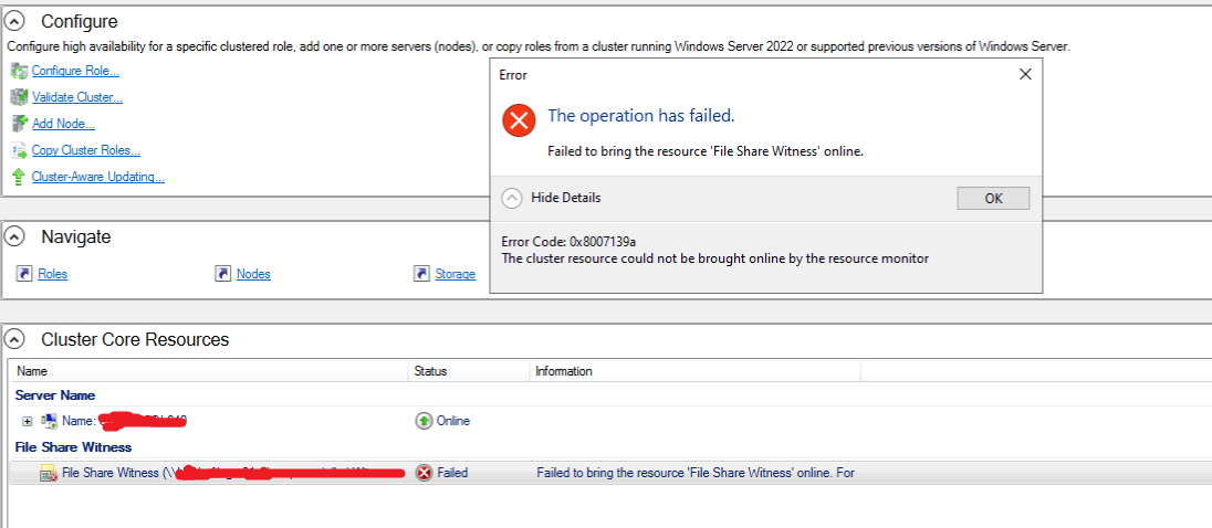 File Share Witness server Offline Issue in SQL Server. - Oracle ...