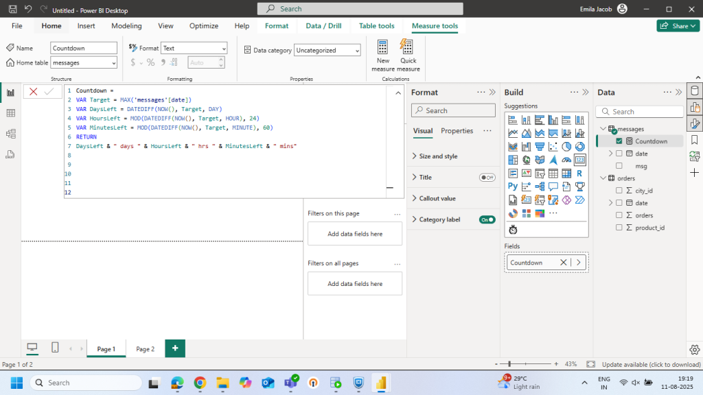 Power BI – Countdown Timer in a Simple Card - Oracle Consulting ...
